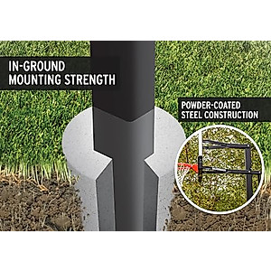 Silverback 54" In-Ground Height Adjustable Basketball System with Tempered Glass Backboard, Pro-Style Breakaway Rim, and Backboard Pad