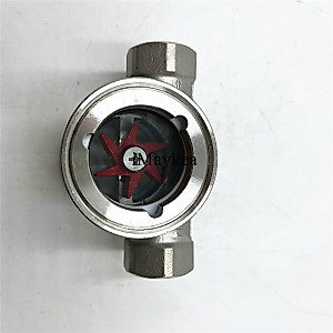 iMaykea 1/4", 3/8", 1/2", 1", 1.5", 2" NPT Thread Stainless Steel 304 Sight Glass Water Flow Indicator With Plastic Impeller (1/2" DN15)