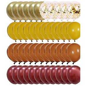Fall Harvest Color Balloons - Yellow Orange Burgundy Gold Balloons for Thanksgiving Day Birthday Graduation Autumn Party Decorations Supplies 60 packs 12Inch (Burnt Orange + Maroon)