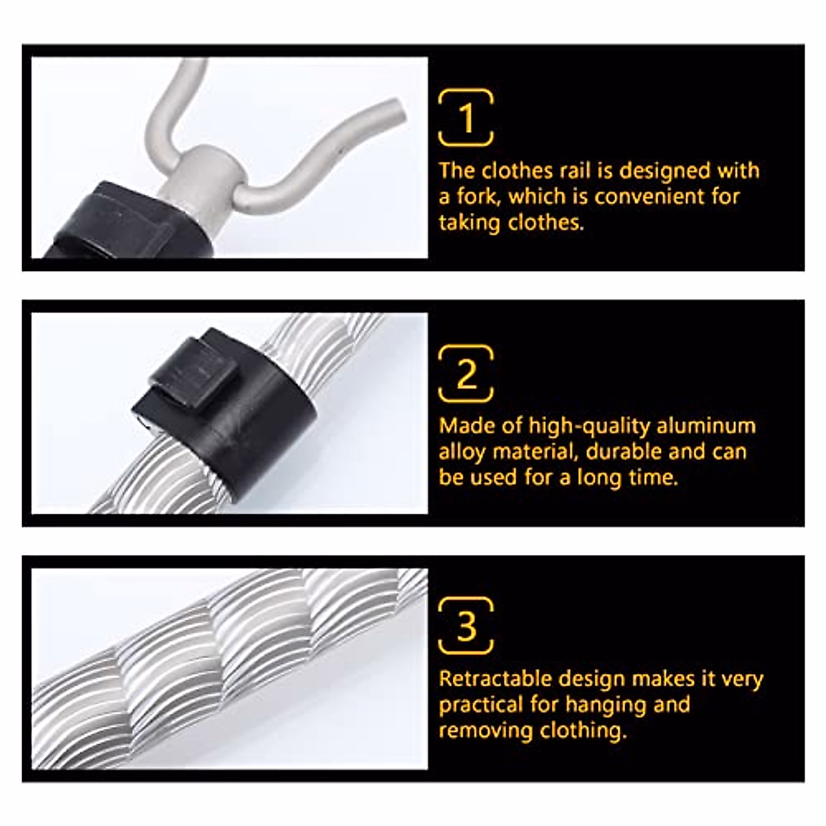 DOITOOL Closet Reacher Pole Telescoping Garment Pole Clothing Hanger Shepherds Hook Closet Pole with Utility Hook Long Reach Stick for Closet Shelf Ceiling Silver