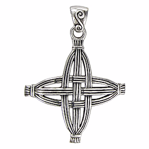 Moonlight Mysteries St Brigid Cross Pendant - Sterling Silver Celtic Goddess Brigit Charm Jewelry (1 1/8 Inch)