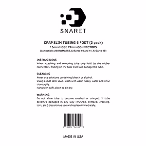 Premium Made in USA - SLIM CPAP Hose 6 Foot Tube (2 Pack) Compatible with Slim Line Tubing by Snaret