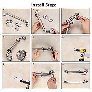 Sumnacon 16 Inch Bath Grab Bar with Anti-Slip Grip, Sturdy Stainless Steel Shower Safety Handle for Bathtub,Toilet, Bathroom,Kitchen,Stairway Handrail,Come with Mounted Screws