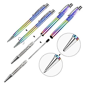 PASISIBICK Ballpoint Pens,Bling Dynamic Crystal Liquid Ballpens Black Ink for Office Supplies(12 Pcs)