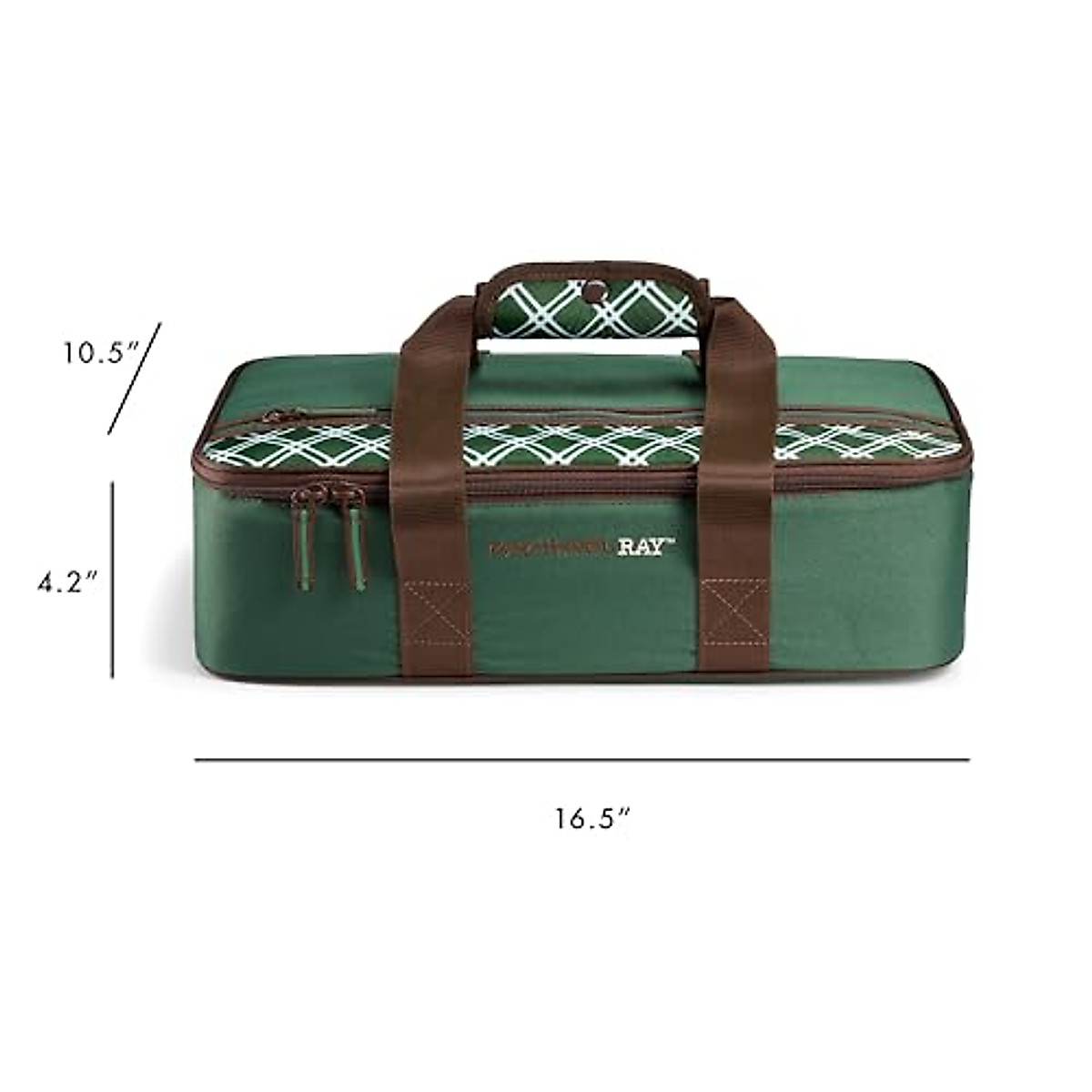 Rachael Ray Lugger Reusable Insulated Carrier Keeps Food Hot or Cold for Hours, Perfect for Lasagna Pan, Casserole, Baking Dish & More, Standard, Forest Green