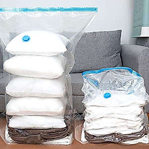 WISEWATER 10PCS Vacuum Storage Bags（2 x Jumbo, 2x Large, 2 x Medium, 2x Small，1x 3D，1x hand roll）Space Saving Bags with Travel Hand Pump（10pcs）