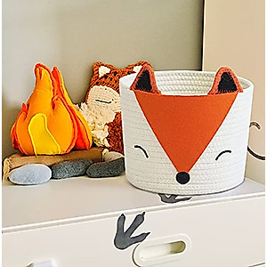 T&T Homewares Small Cute Orange Fox Basket for Baby Diaper Organizer, Baby Laundry Baskets, Nursery Storage, Kids Room Organizer, Woodland Nursery Decor, Dog Cat Toy Basket