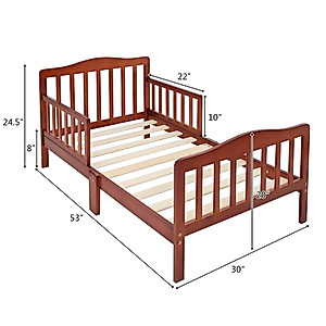 Kcelarec Wooden Bed,Kids Bedroom Furniture Bed with Safety Guardrails (Brown)