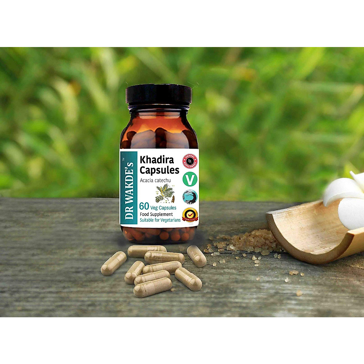 DR WAKDE'S Khadira Capsules (Khaira, Acacia Catechu, 60 Veg Caps, Plant-Based Supplement, Ayurvedic Herb, All Natural, Vegan)