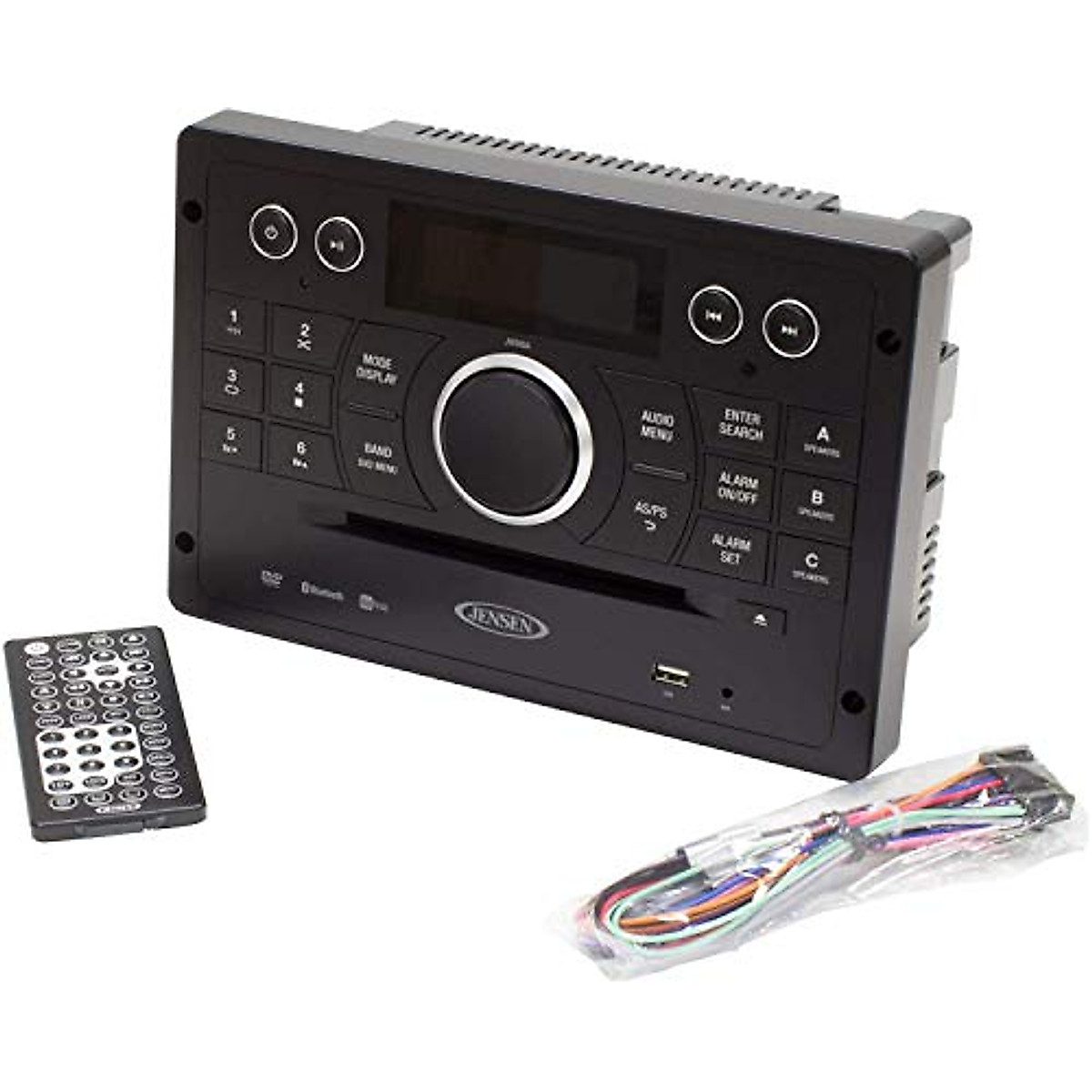 Jensen JWM6A DVD|USB|AUX|HDMI| Wallmount Stereo with App Control (jControl), Bluetooth A2DP/AVRCP Streaming Audio, Compatible with iPod/iPhone Control & Charging, DVD/CD-R/RW/MP3, 12V DC (Renewed)