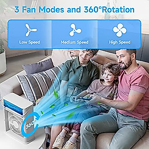 Portable Air Conditioner,4-In-1 Personal Air Cooler Mini Evaporative Fan, Portable AC Mobile Air Conditioner with 360°Rotation, 7 LED Light,3 Wind Speeds, 3 Spray Modes for Office Desk Bedroom Kitchen