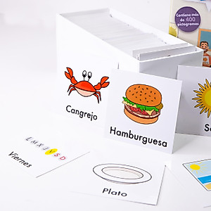 Flash Cards | Toddler Flash Cards | Flash Cards for Toddlers | Kindergarten Flash Cards - Autism Communication Cards in Spanish with pictograms to Learn Sight Words, Colors, Numbers from 3 Years Old