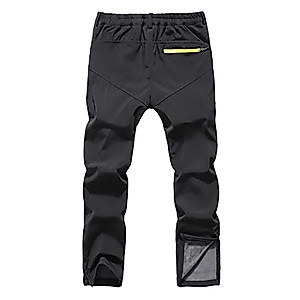 HONCAN Men's Snow Ski Pants Outdoor Waterproof Windproof Super-soft velvet lined Hiking Pants Softshell with Zipper Pockets(HC705Black04-XL)