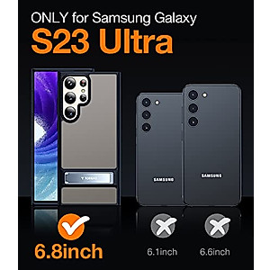 TORRAS MarsClimber Case for Samsung Galaxy S23 Ultra Case with Kickstand, [3-Way Sturdy Kickstand] [10 FT MIL-Grade Shockproof] Translucent Slim Case for Samsung S23 Ultra Phone Case, Phantom Black