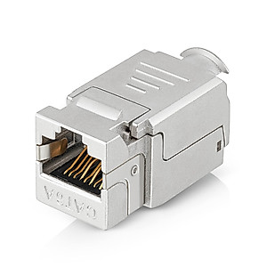 Everest Media Solutions RJ45 Shielded Keystone Jack - 12-Pack - Slim Profile, 90 Degrees, F/STP Female Connector - Tested for CAT5e, CAT6, CAT6A, CAT7 - up to 10GB Speed