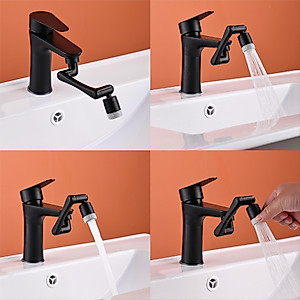 Generic ZYHS-PRO2 1440 Swivel Faucet Aerator, Alloy Sink Faucet Extender with 2 Patterns of Splash Proofing for Eye/Hair/Face Wash