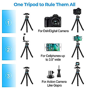 Phone Tripod, UBeesize 12 Inch Flexible Cell Phone Tripod Stand Holder with Wireless Remote Shutter & Universal Phone Mount, Compatible with Smartphone/DSLR/GoPro Camera