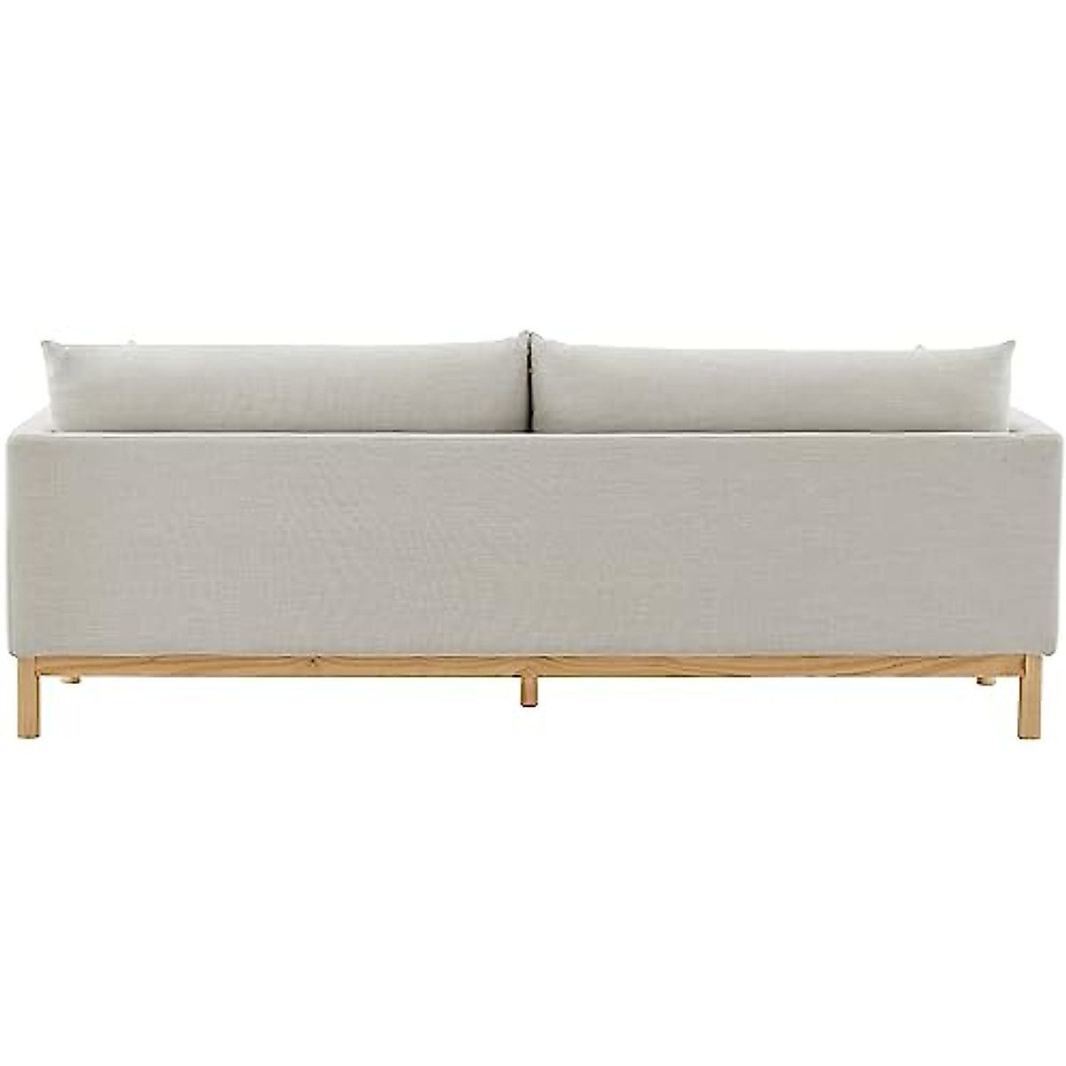 Meridian Furniture 157Beige-S Langham Collection Mid-Century Modern Linen Textured Fabric Upholstered Sofa, Beige Linen Textured Fabric, Natural Finish Wood Base, 89.5" W x 33.5" D x 33" H, Beige