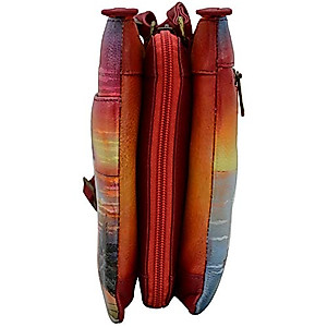 Anuschka Women's Hand Painted Genuine Leather RFID Blocking Triple Compartment Travel Organizer - Guiding Light