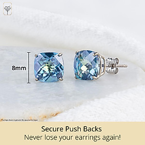 925 Sterling Silver 8mm Cushion Cut December Birthstone Onyx Stud Earrings for Women by MAX + STONE