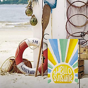 CROWNED BEAUTY Hello Sunshine Summer Garden Flag 12×18 Inch Double Sided Vertical Yard Outdoor Decoration CF149-12