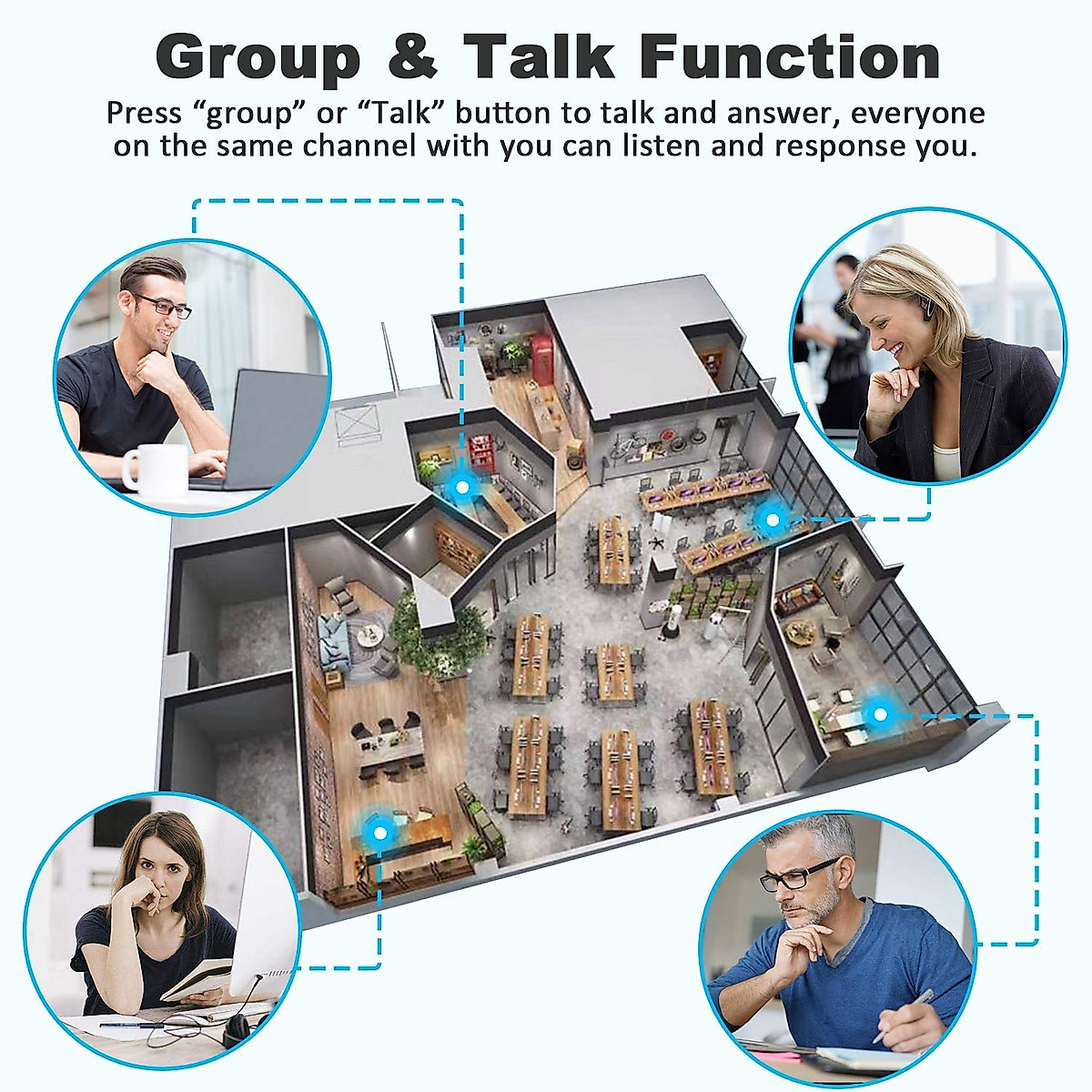 6 Pack Intercoms Wireless for Home - Long Range 1 Mile Wireless Intercom System 10 Channel 3 Code - GLCONN Room to Room Home Intercom System for Business House Office Gate Restaurant Elderly