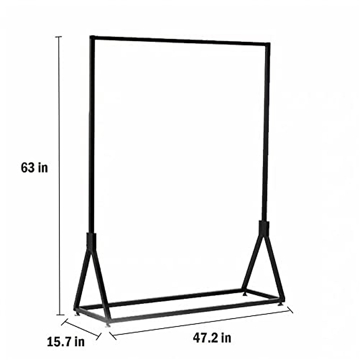 FURVOKIA Modern Simple Heavy Duty Metal Rolling Garment Rack with Wheel,Retail Display Clothing Rack, Single Rod Floor-Standing Hangers Clothes Shelves (Black Square Tube A, 47.2 L)