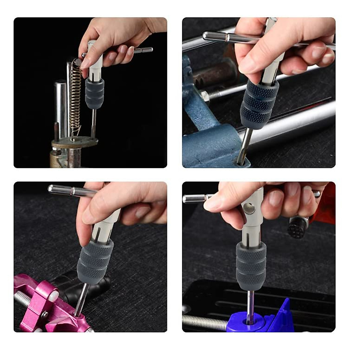 YAKAMOZ Ratchet T-Handle Tap Holder Wrench with 5Pcs Metric M3 M4 M5 M6 M8 Machine Screw Taps Set T Type Thread Tapping Tool