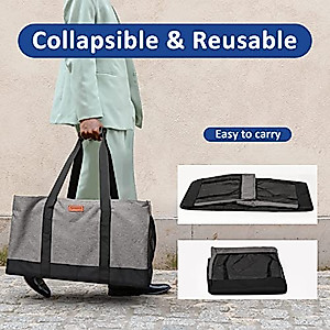 Reusable Grocery Bags Extra Large Tote Bag with Carrying Handles and Reinforced Bottom Heavy-Duty Oxford Fabric Moving Bags for Storage Space Saving Grey