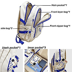 ZUMLED Kawaii Backpack with Cute Accessories Lightweight Bookbags Laptop Bag Waterproof Casual Travel Daypacks (Black)