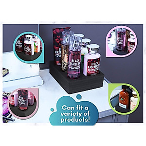 Polar Whale 2 Lotion and Body Spray Stand Organizers Tray Washable Waterproof Insert for Home Bathroom Bedroom Office 6 x 6 x 2 Inches 6 Slots Black 2pc Pair Set