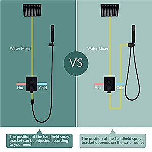 Bathroom Shower System Matte Black 6 Inch Rainfall Showerhead High Pressure Luxury Rain Mixer Shower Handheld Sprayer Wall Mounted Shower Fixture Combo Set Rough-in Valve Body and Trim Included