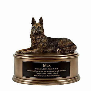 Perfect Memorials Custom Engraved German Shepherd Figurine Cremation Urn