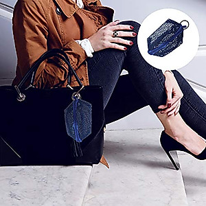 ABOOFAN Small Zipper Mesh Makeup Pouch Bags with Keychain Mini Coin Bag Wallet Cosmetic Small Storage Bag Transparent Travel Toiletry Bag for Women