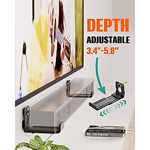 AENTGIU Sound Bar Wall Mount Bracket Universal Speaker Mounting Shelf Adjustable (3.4"-5.8") for Samsung, Vizio, Lg, Sony, JBL, Bose Soundbar Mount with Hardware Kit