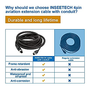 4 Pin Aviation Cable with Corrugation Tube Cover, 4 Pin Video Cable for Backup Camera,4 Pin Camera Extension Cable for Rear View Camera System RV Truck Trailer Bus Waterproof by INSEETECH (33FT/10M)