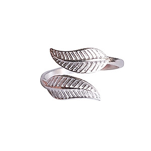 Handmade Silver Leaf Wrap Adjustable Toe Ring, 925 Sterling Silver, Classic Floral Open Toe, Pinky or Knuckle Rings for Women, foot bare jewelry, By MiYa Jewelry Creations
