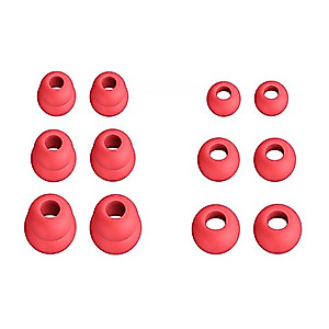 12pcs (DF-3sz) Siren Red S/M/L Double Flange and Round Replacement Adapters Eartips Earbuds Compatible with BeatsX, Powerbeats 3 2 1, and Urbeats 3 Earphones Headphones