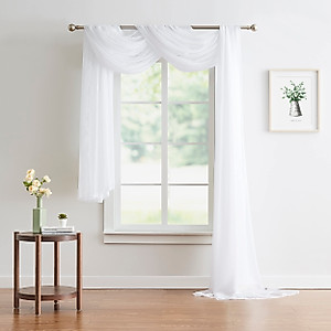 WARM HOME DESIGNS 4 Yards Long White Fabric by The Yard. Our 55" Wide Sheer Bulk Fabric is Great for Bed Canopy Curtains, Wedding Arch Decorations, Window Scarves or Curtain Backdrop. AF White 144"
