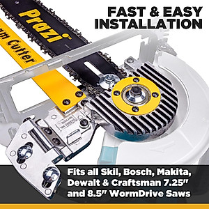Prazi 12" Beam Cutter Attachment for Circular Saws – for 7-1/4"-8-1/2" WormDrive Saws – American Owned Company – Increase Cut Depth from 2-1/2” to 12”