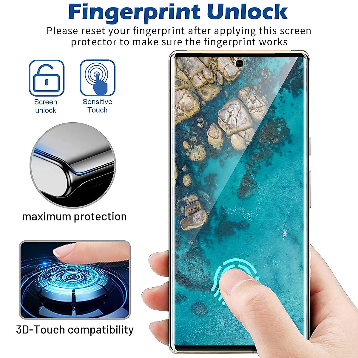 [2+2 Pack] Google Pixel 6 Pro Screen Protector, 9H Tempered Glass, Ultrasonic Fingerprint Support, 3D Curved,HD Clear Scratch Resistant for Google Pixel 6 Pro 5G Glass Screen Protector