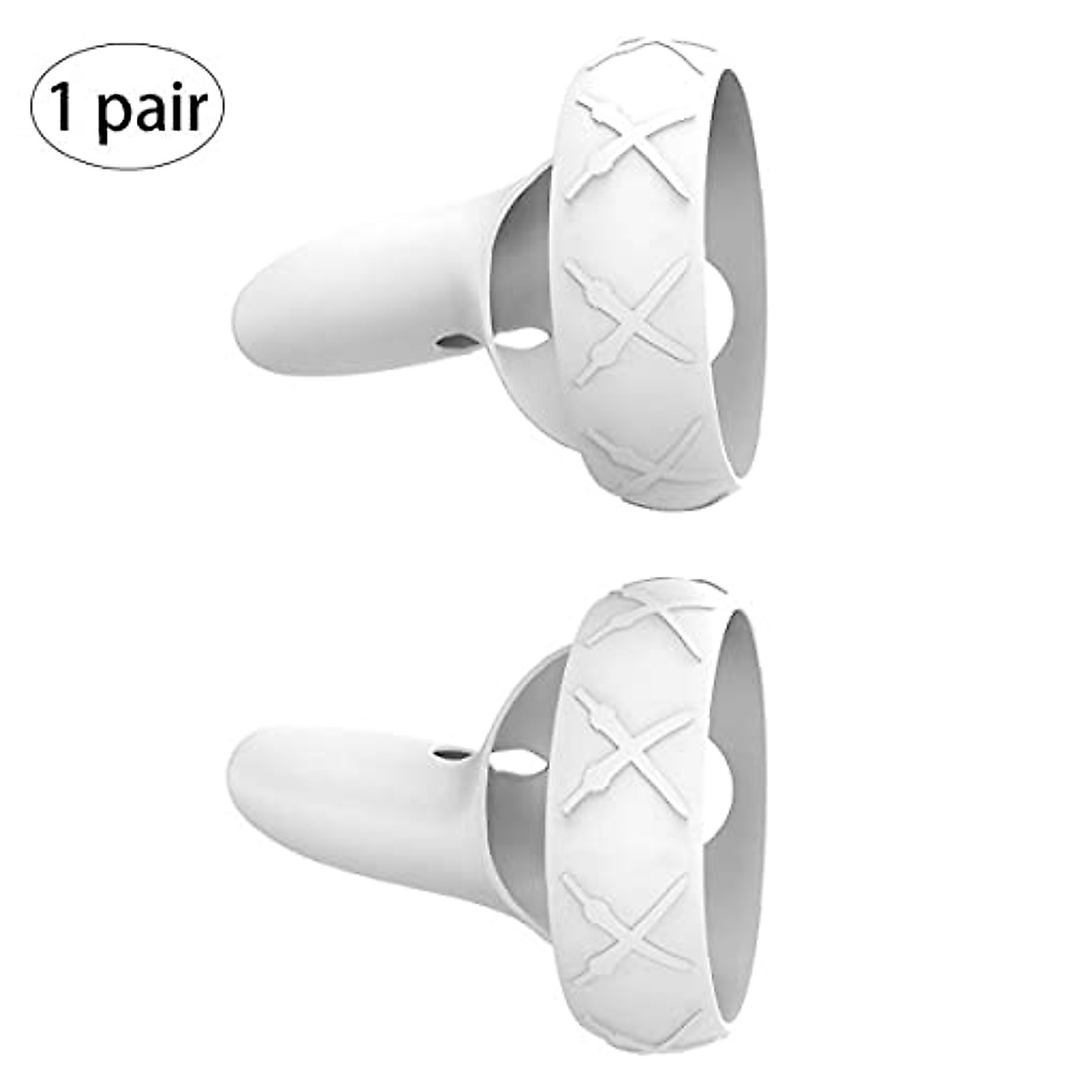 Grip Cover for Oculus Quest 2 Touch Controller Grip Accessories Anti-Throw Handle Protective Sleeve with Adjustable Hand Strap (White 1 Pair)