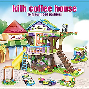 Friends Tree House Coffee Shop Building Blocks Sets, Treehouse Cafe Building Kit for Girls Age 6-12 Years Creative Roleplay Birthday Gift for Kids Toddlers with Storage Box (960 Pieces)