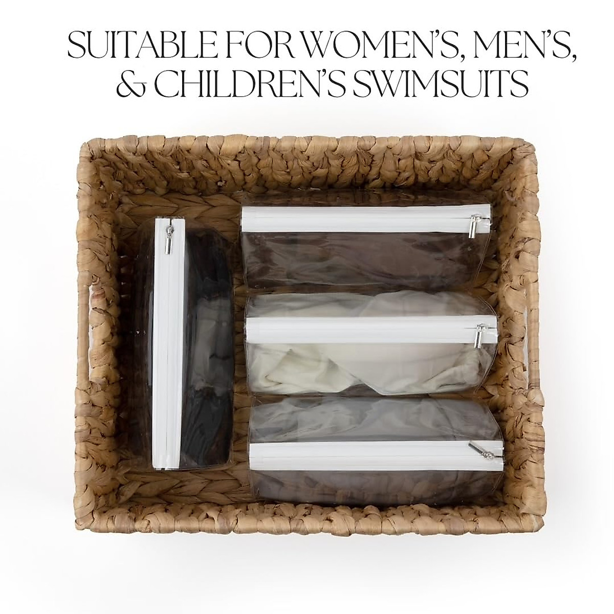 Caitlin Jaymes Bikini Organizing Bags (Pack of 10) - Clear Swimwear Storage Bags for Closet | Drawer Organization for Women's Swimsuits - Small