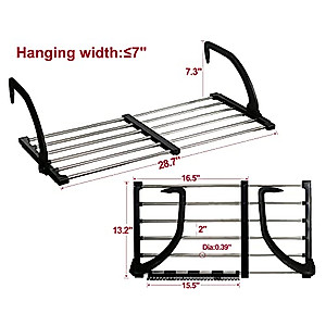 Candumy Portable Clothes Drying Rack for Balcony Railings Windowsill, Folding Towel Rack Indoor Outdoor Retractable Laundry Rack with Sock Clips for Drying Socks