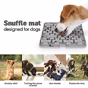 Coomazy Silicone Snuffle Mat for Dogs, Interactive Sniff Feeding Training Mat for Puppy, Helps with Stress Relief, Foraging Skills, Brain Stimulation and Boredom, Grey