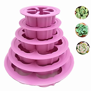 Gobaker Succulent Plants Rose Fondant Cutter Set Gumpaste Flower Petal Cutter Mold for Cake Cupcake Decoration,6pcs