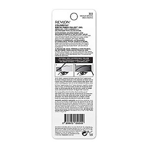 Revlon ColorStay Brow Fiber Filler, Longwearing & Volumizing Waterproof Eyebrow Gel, 303 Medium Brown, 0.23 fl. oz.