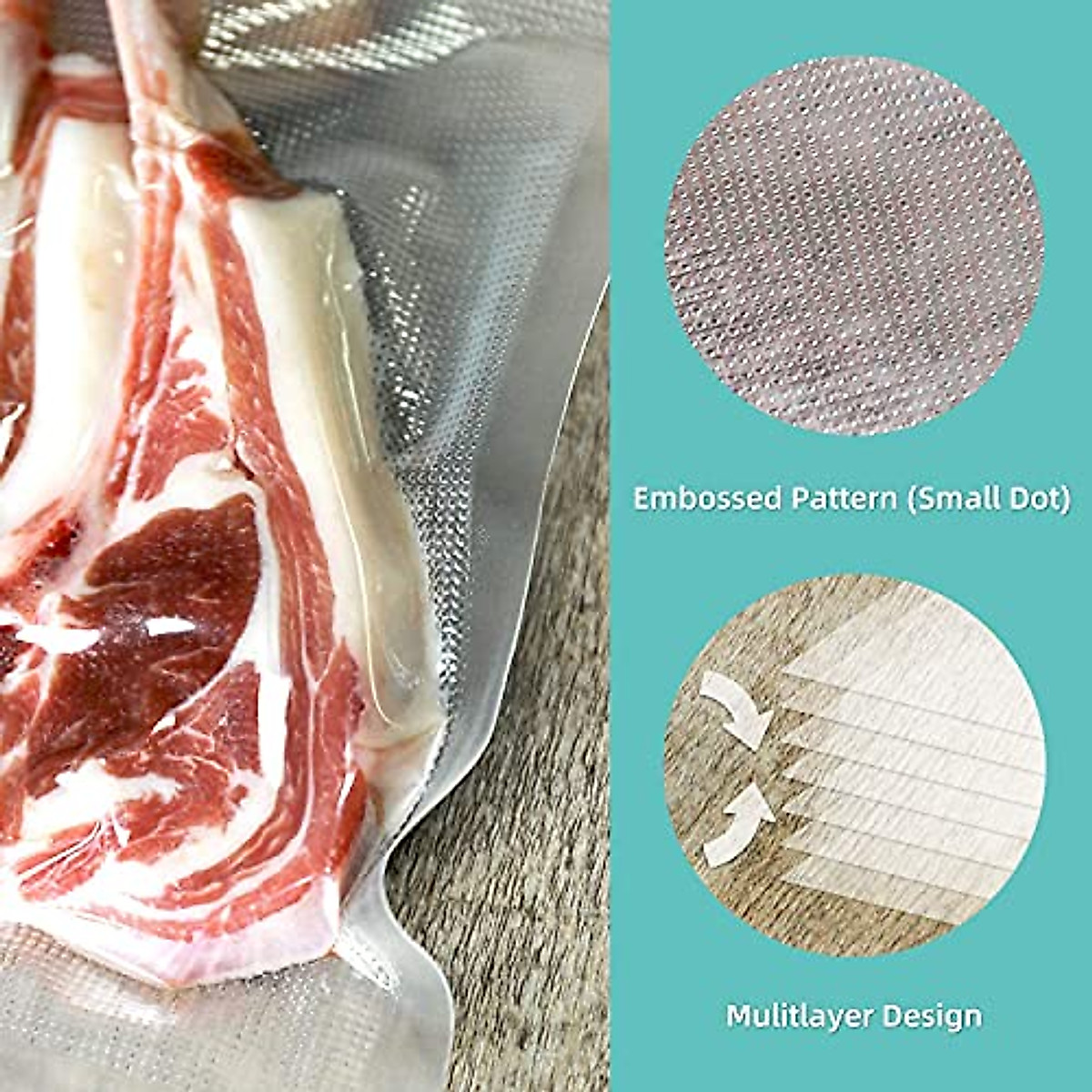 Happy Seal Vacuum Sealer Bags 8x25+11x25 8 Rolls for Food Saver, Commercial Grade, BPA Free, Heavy Duty, Great for vac Storage,Meal Prep or Sous Vide