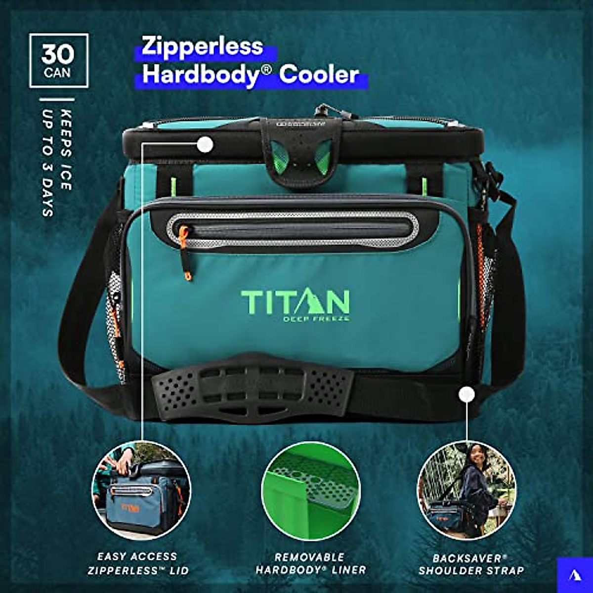 Arctic Zone Titan Deep Freeze 30 Can Zipperless HardBody Cooler, Pine